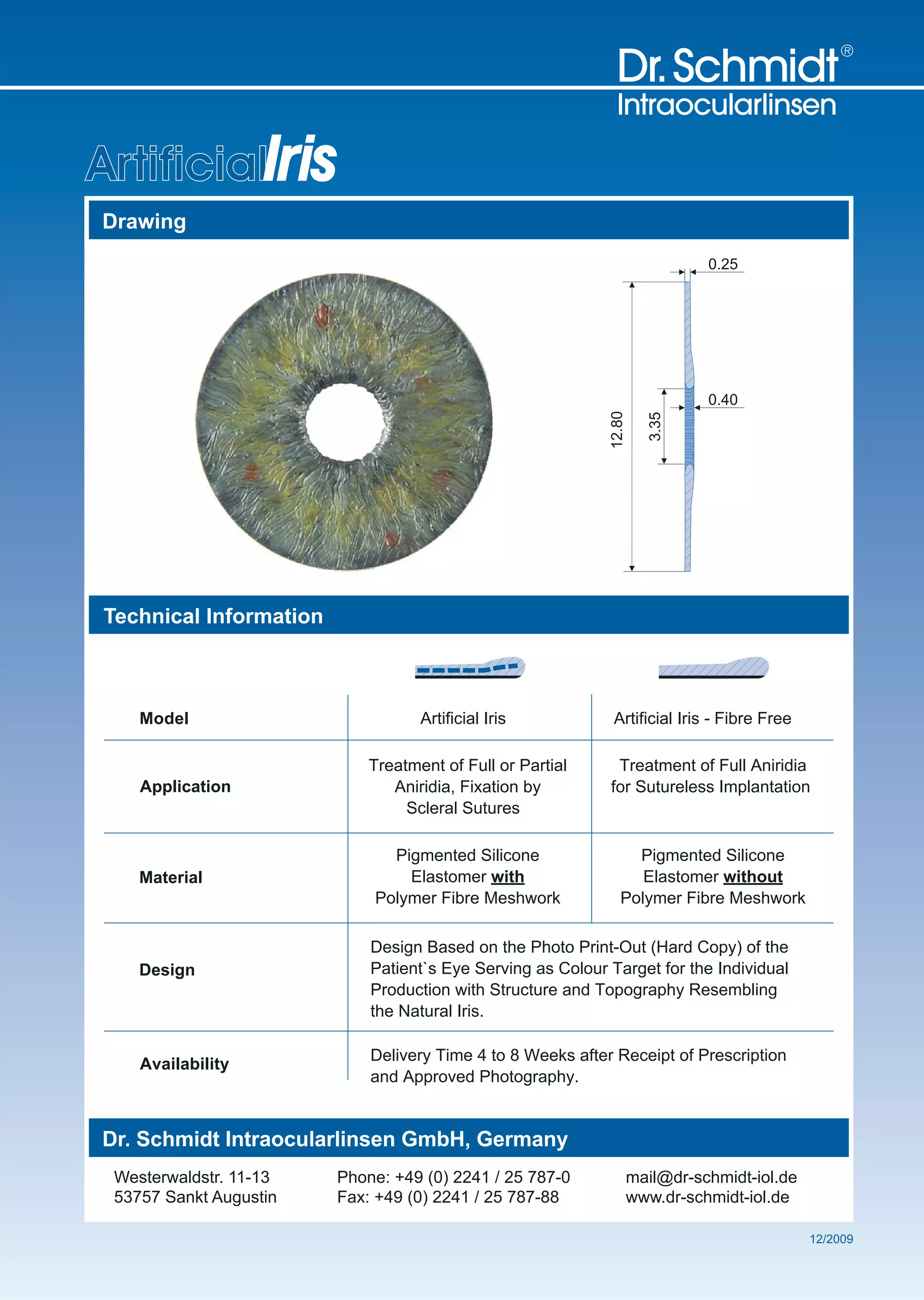 Artificial iris datasheet[1] | PDF
