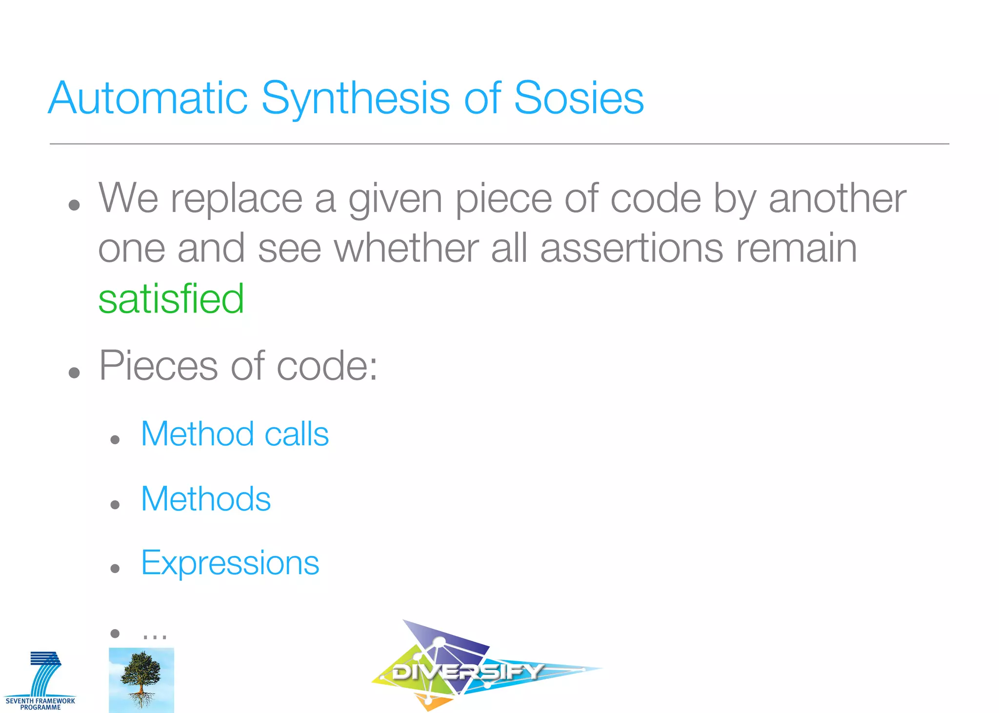 Artificial software diversity: automatic synthesis of program sosies | PDF