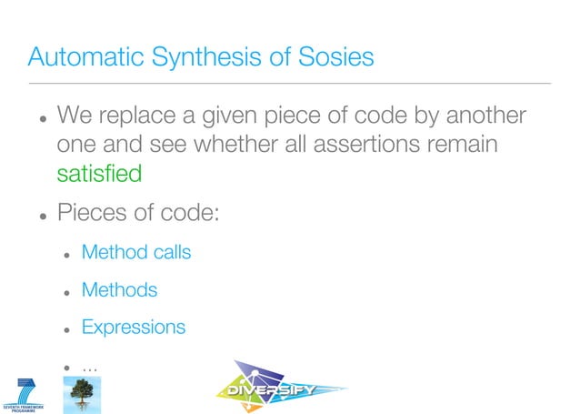 Artificial software diversity: automatic synthesis of program sosies | PDF
