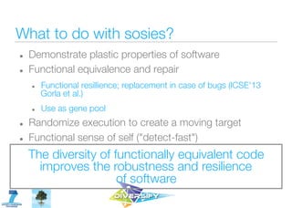 Artificial software diversity: automatic synthesis of program sosies | PDF