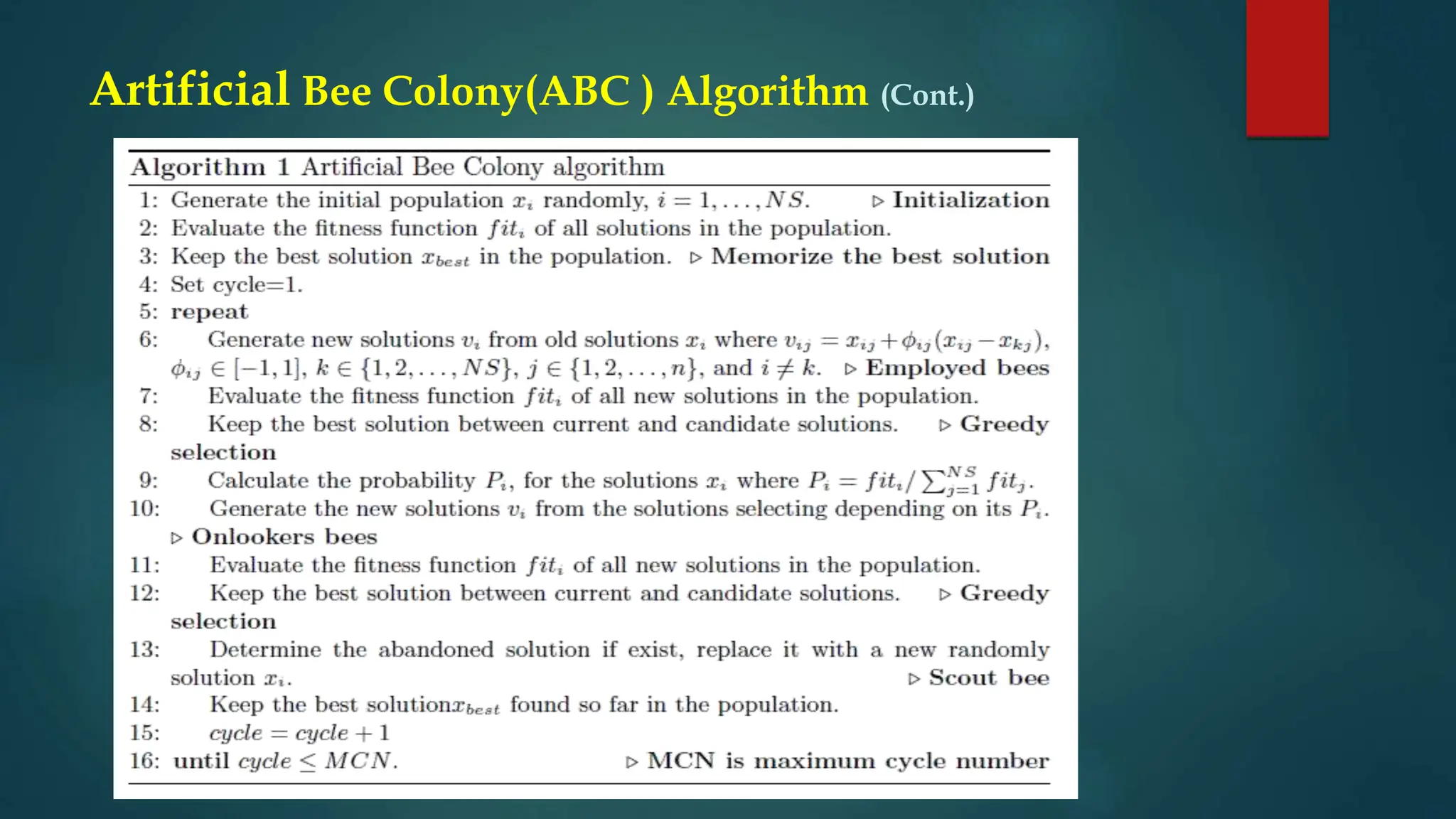 Artificial Bee Colony (ABC) (Swarm Intelligence) | PPT