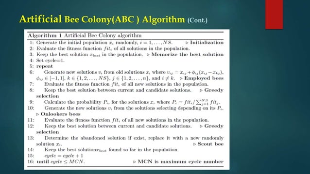 Artificial Bee Colony (ABC) (Swarm Intelligence) | PPT