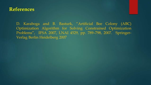 Artificial Bee Colony (ABC) (Swarm Intelligence) | PPT