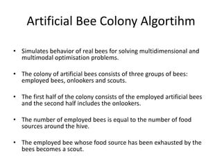 Artificial bee colony algorithm | PPTX