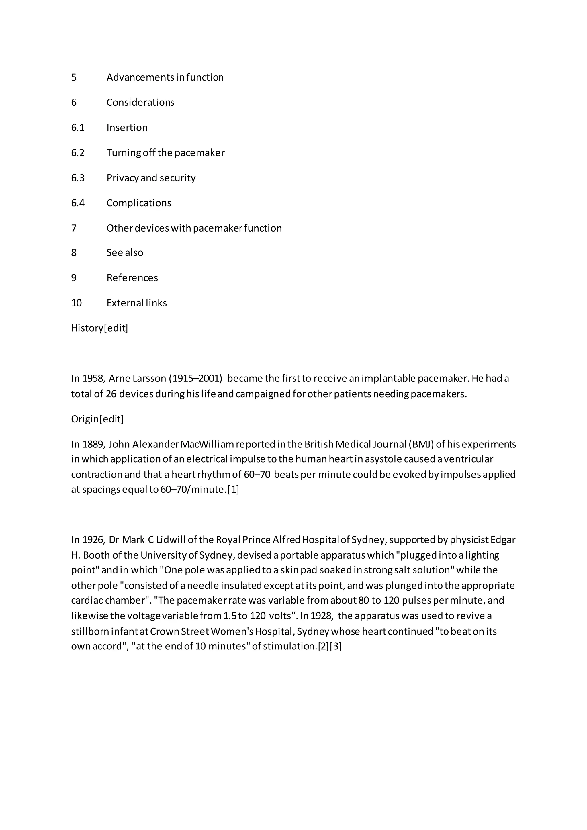 Artificial cardiac pacemaker | DOCX
