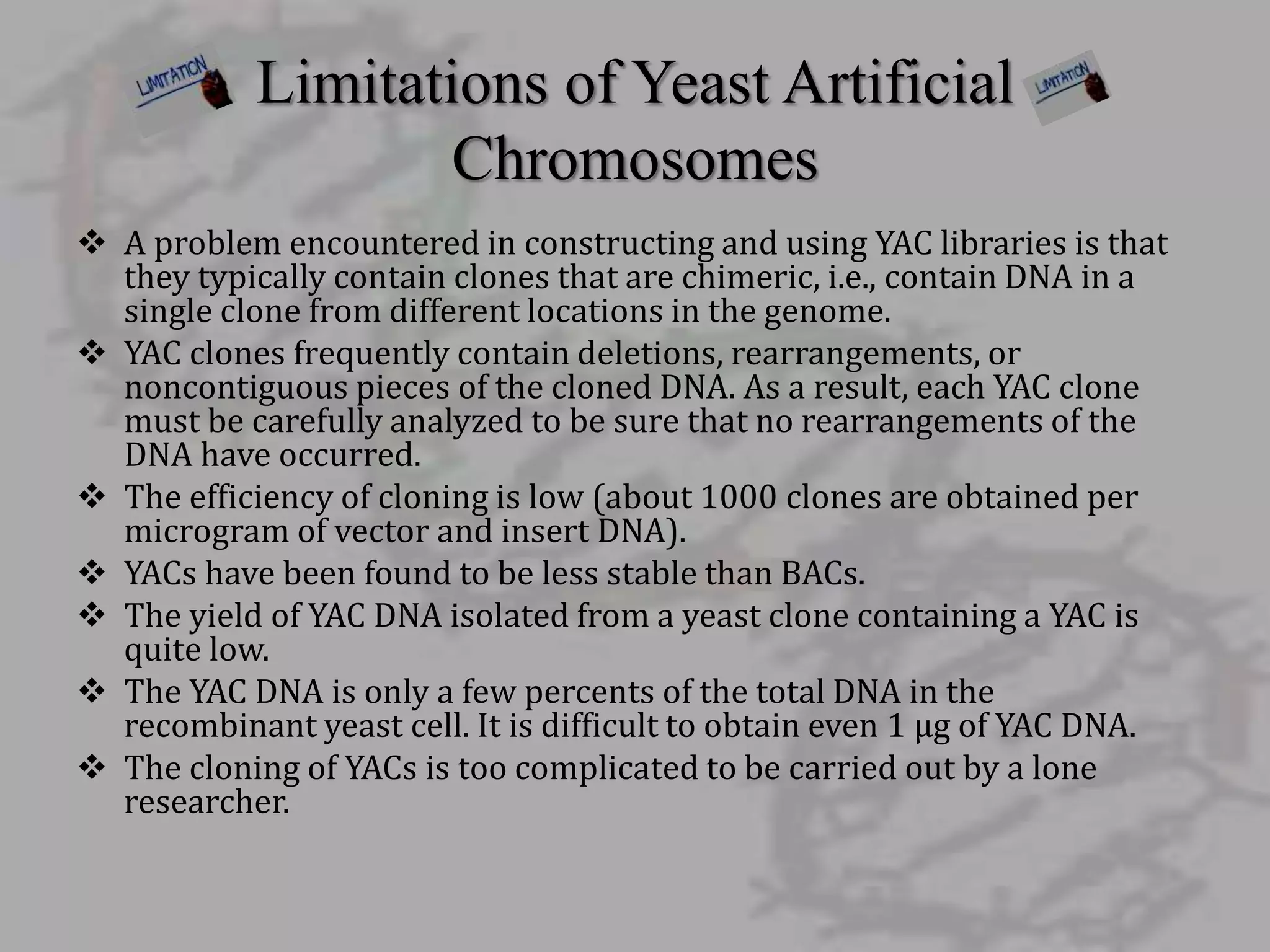 Artificial chromosomes - YAC and BAC | PPTX