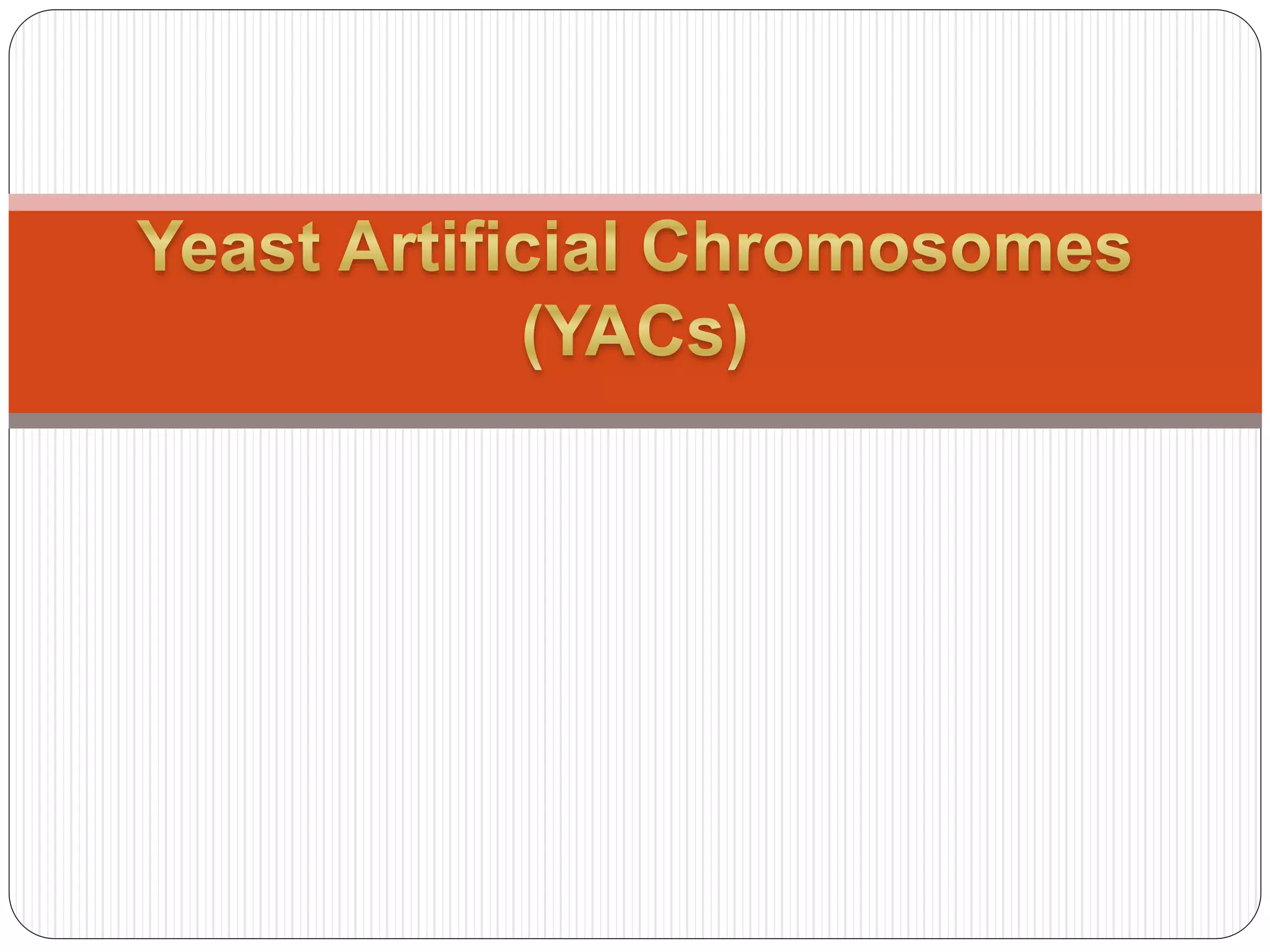 Yeast Artificial Chromosomes (YACs) | PPTX