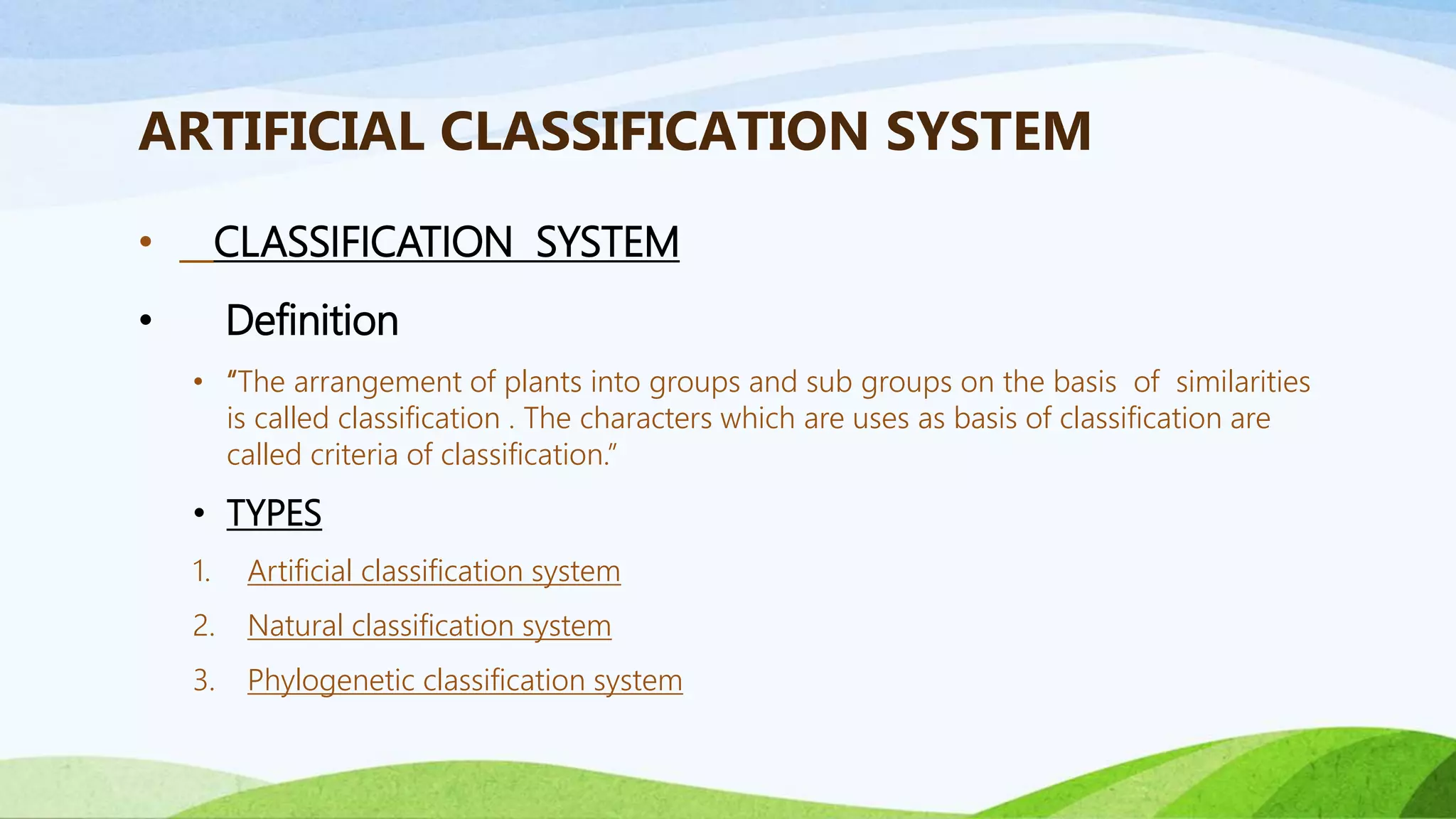 Artificial classification system | PPT