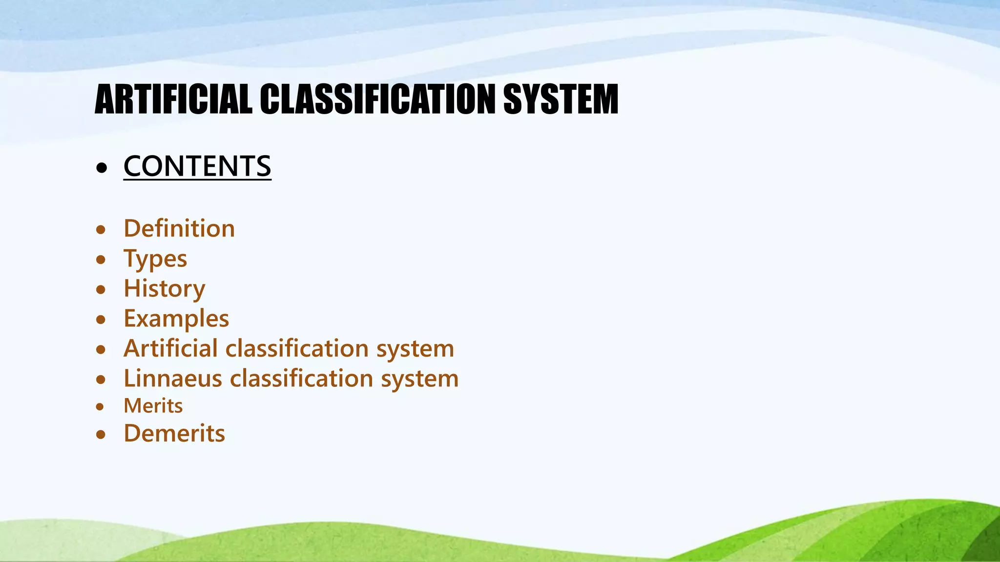 Artificial classification system | PDF