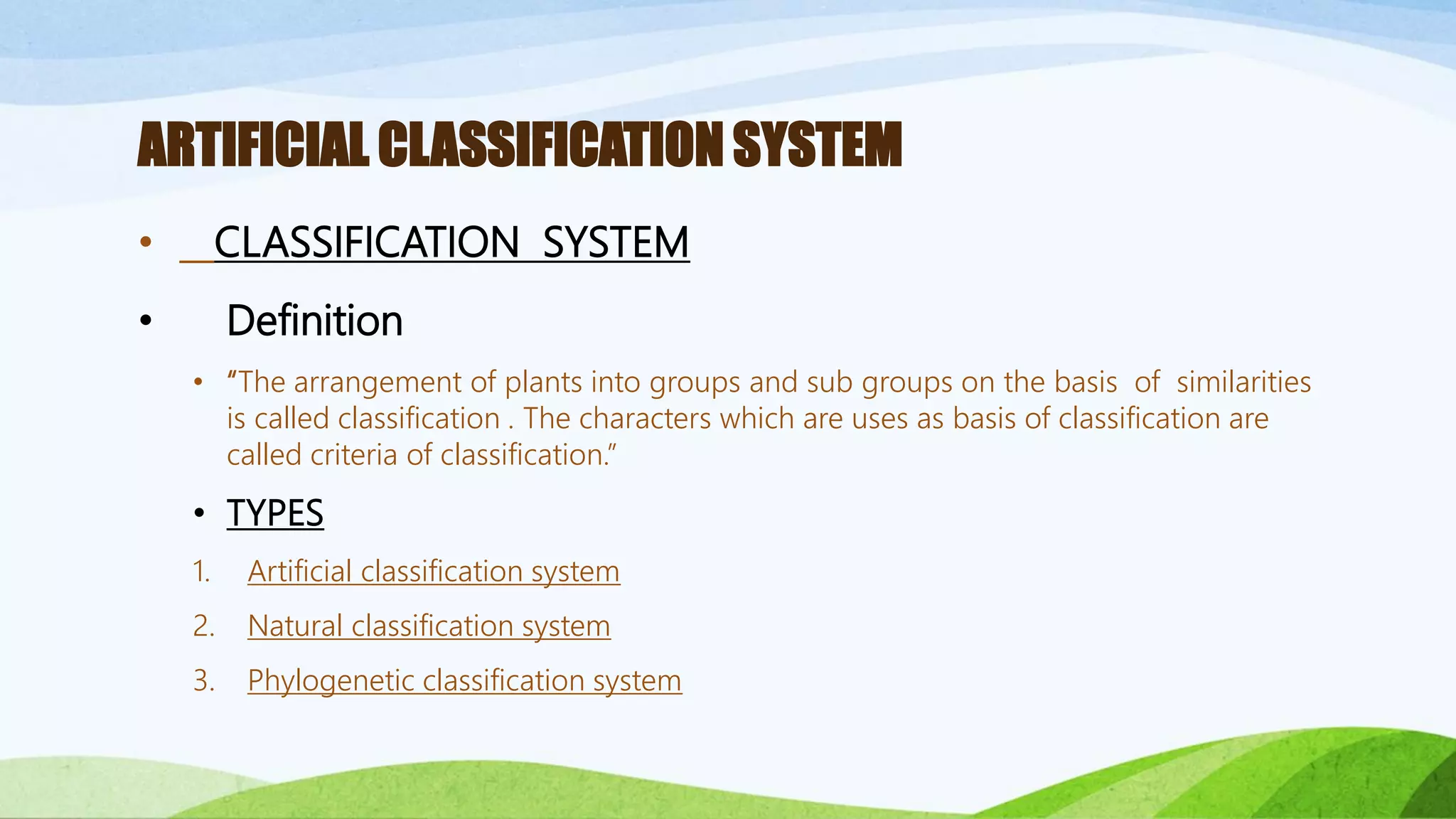 Artificial classification system | PDF