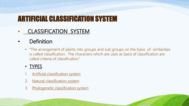 Artificial classification system | PPT