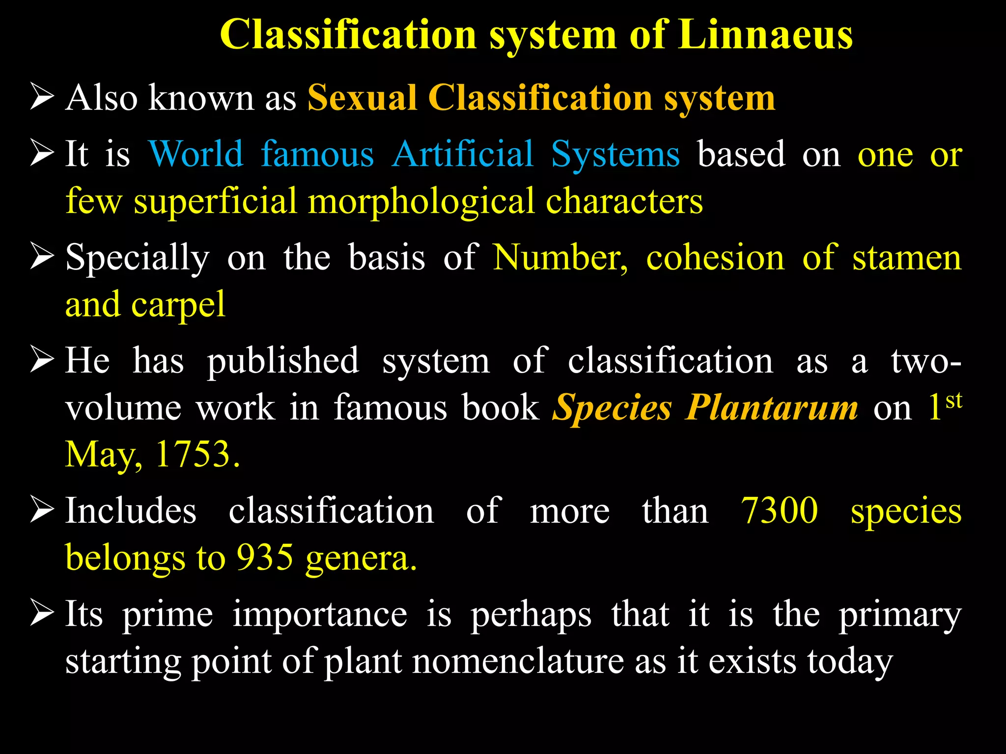Artificial classification system- Carolus Linneaus | PPT