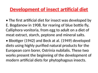 Artificial diet of insect and its types and need | PPTX