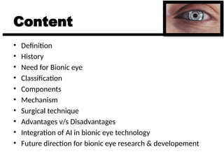 artificial eye ( bionic eye, MARC, epiretinal prosthesis, etc.).pptx