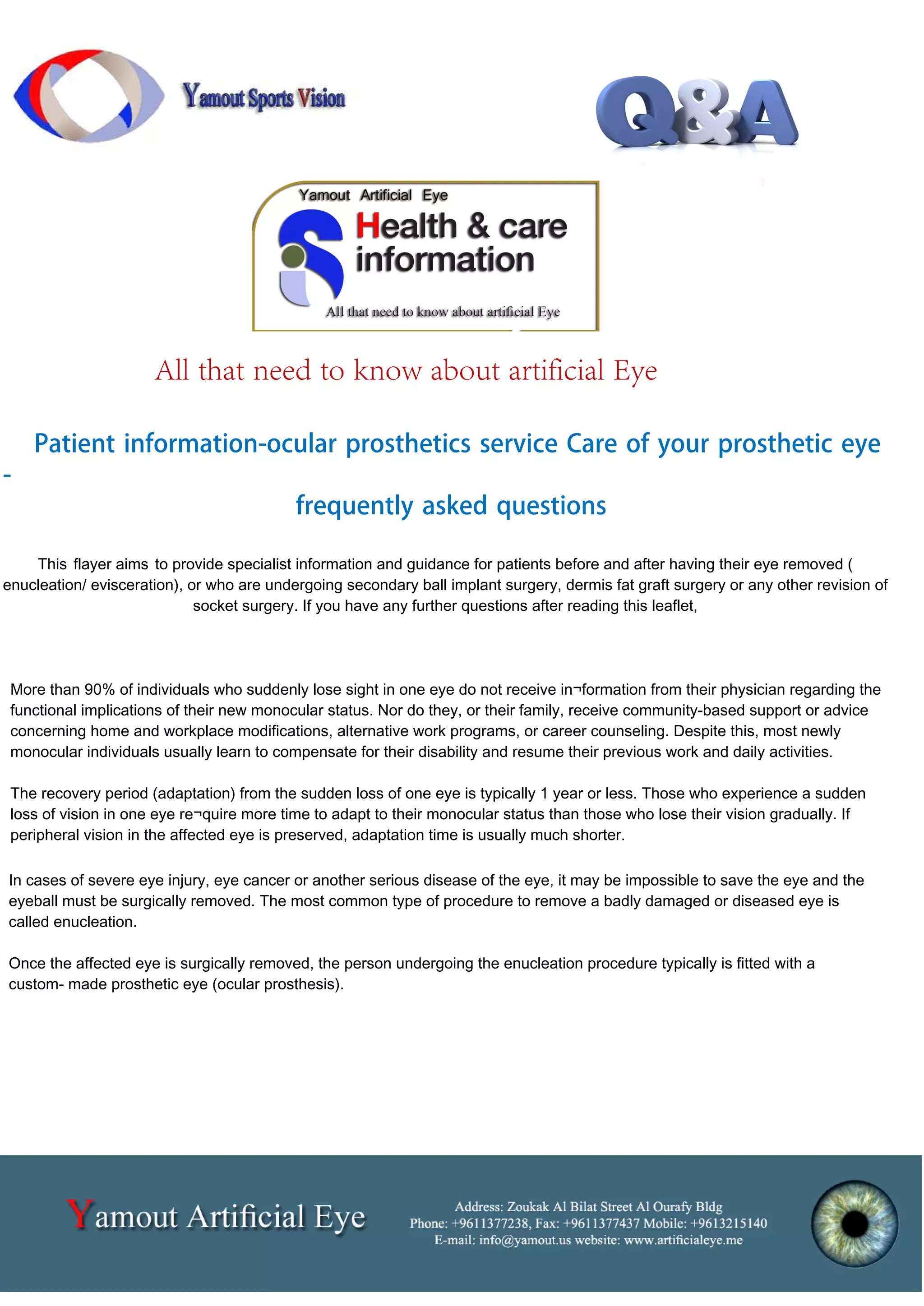 Artificial eye frequently asked questions | PDF