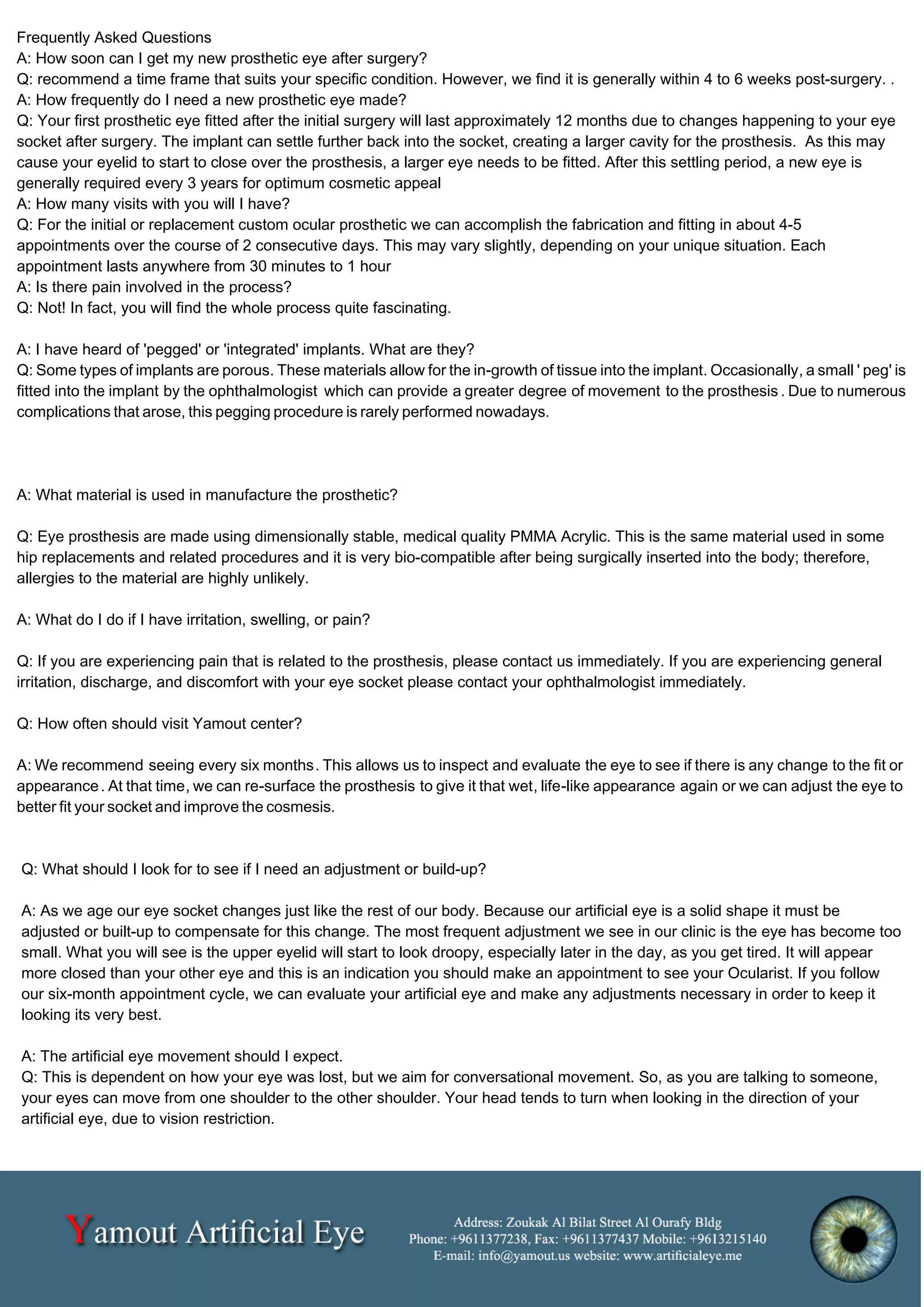 Artificial eye frequently asked questions | PDF