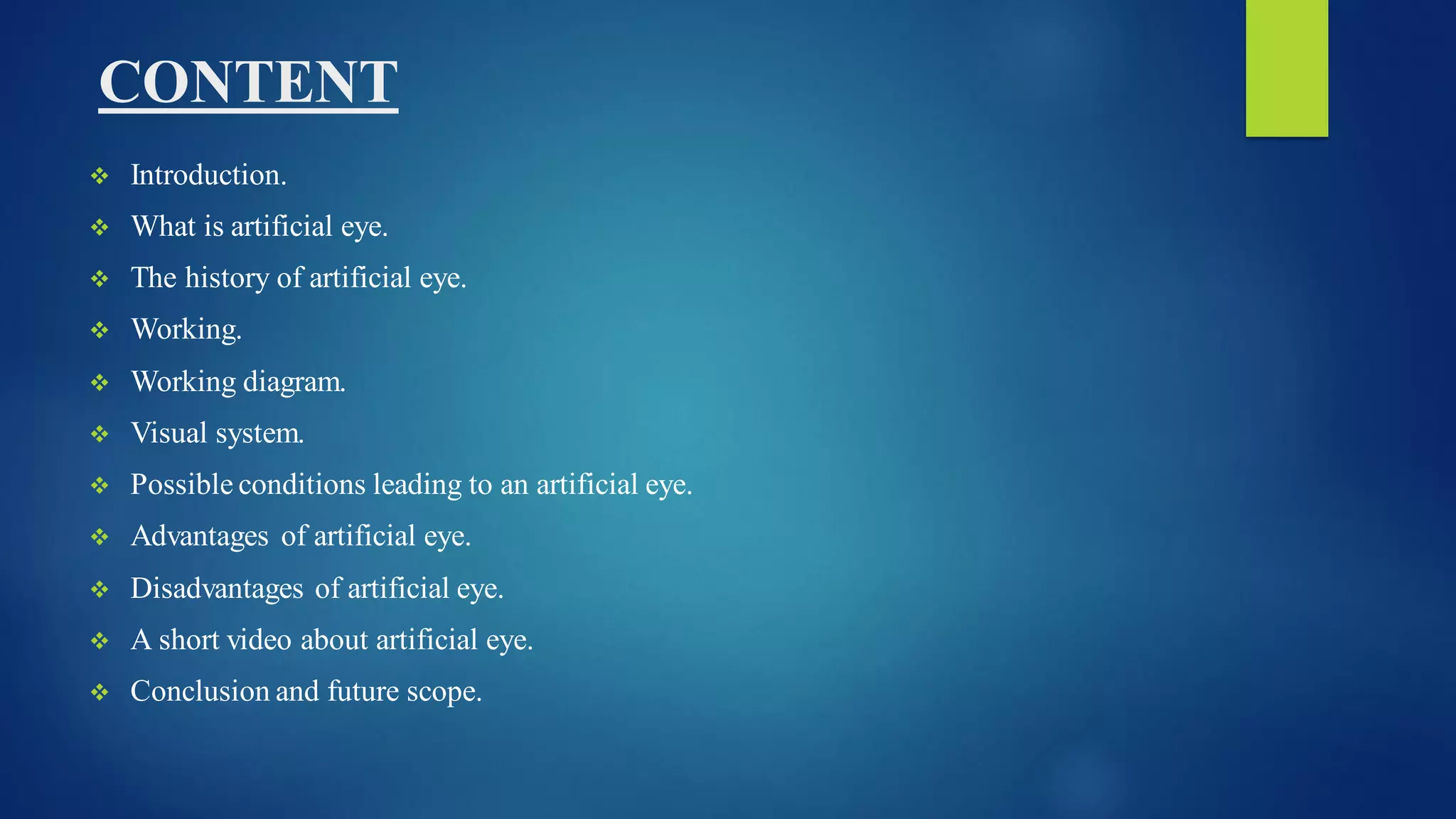artificial eye ppt. | PDF