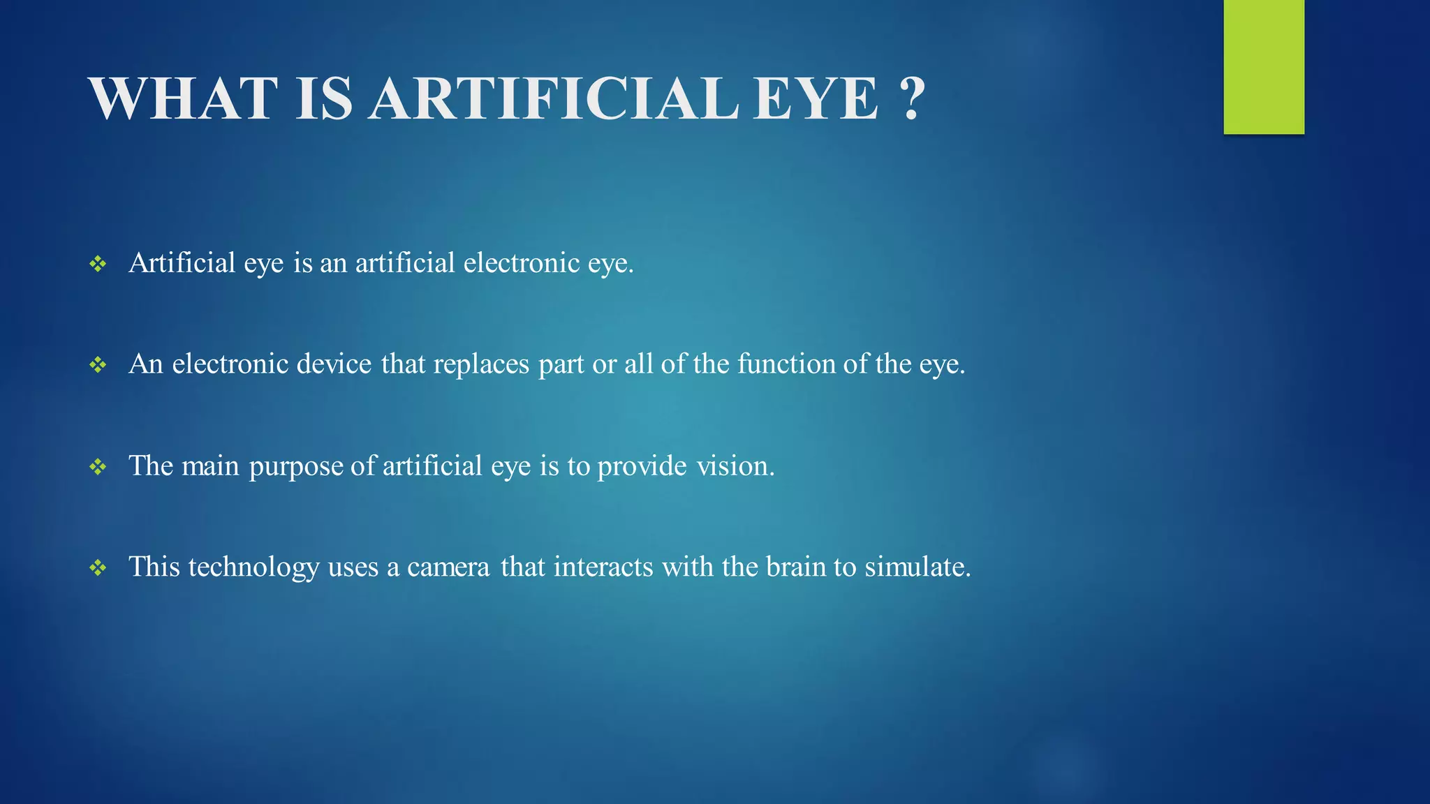 artificial eye ppt. | PDF