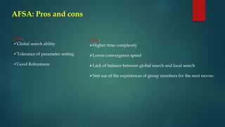 Artificial Fish Swarm Algorithm (Swarm Intelligence) | PPTX