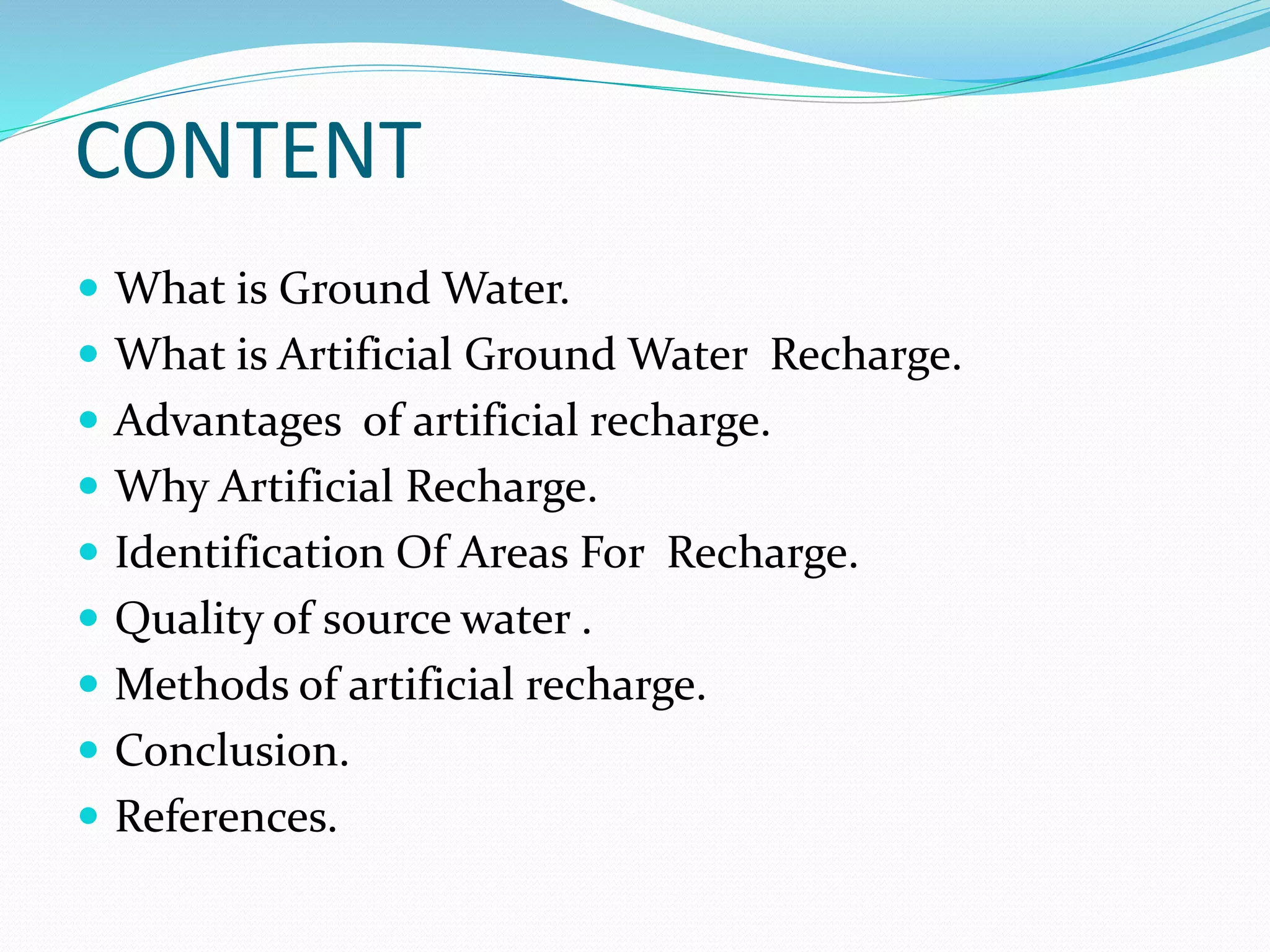 Artificial ground water recharge | PPTX