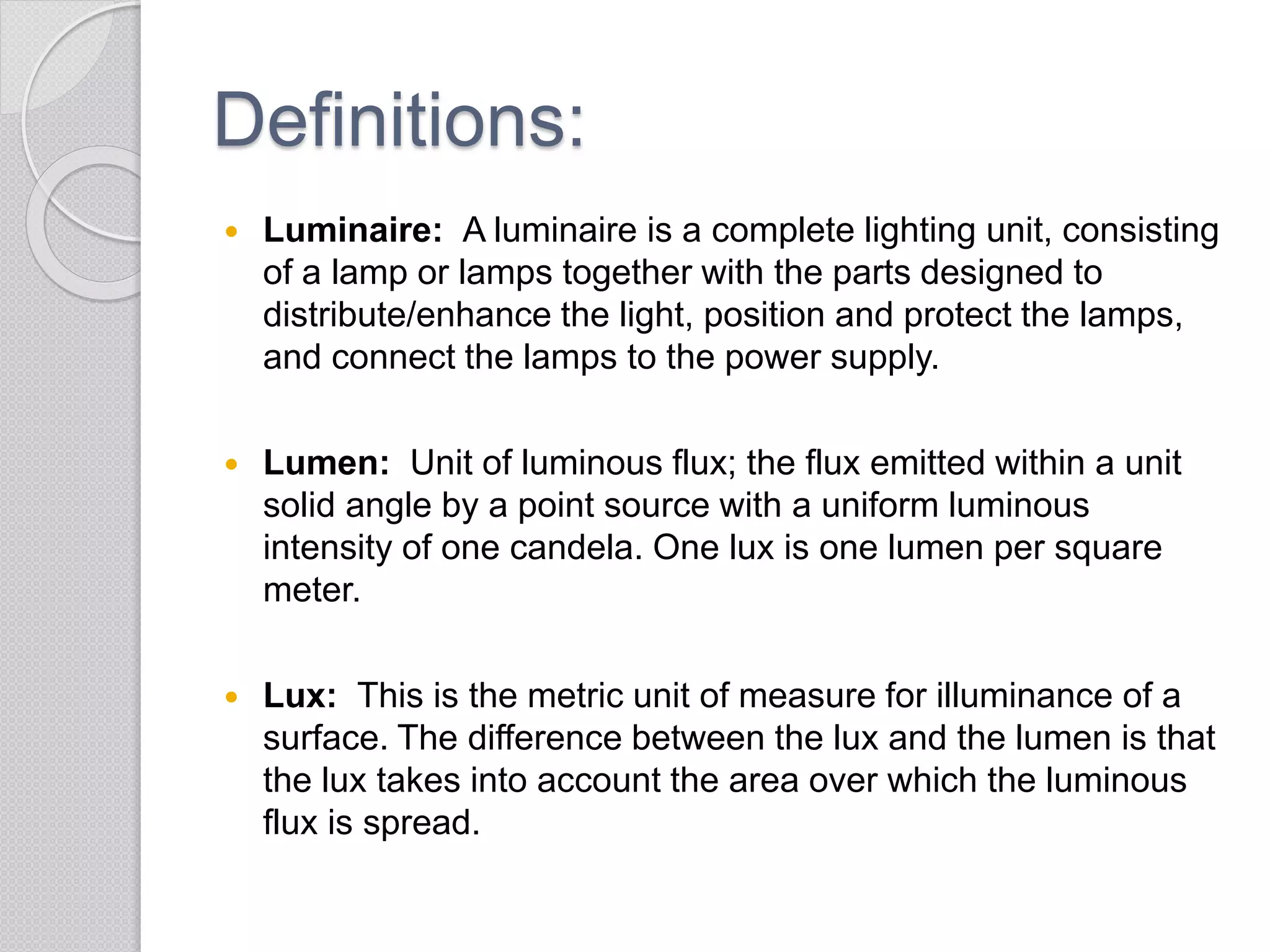 Artificial illumination and night lighting | PPTX