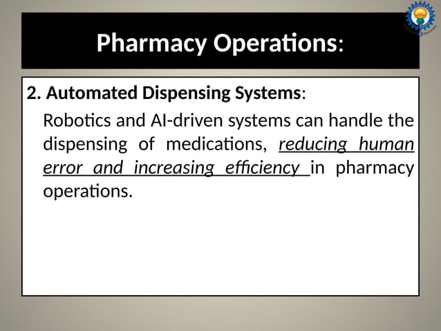 artificial intellIgence in PHARMACY.pptx | Pharmaceutical Industry ...