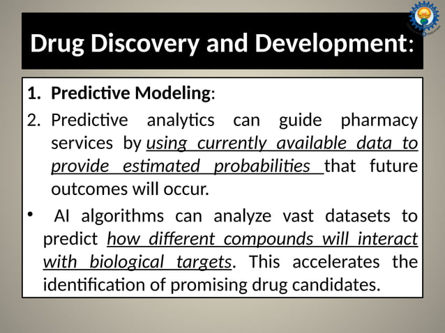 artificial intellIgence in PHARMACY.pptx | Pharmaceutical Industry ...