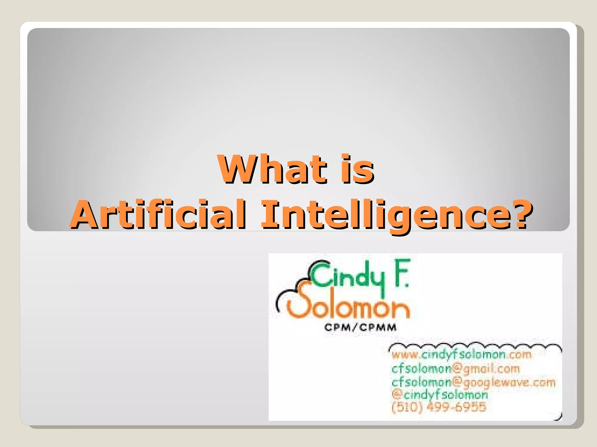 What is Artificial Intelligence? | PPT