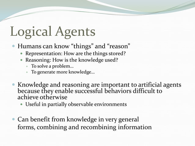 Artificial Intelligence Logic Agents Pptx Programming Languages Computing