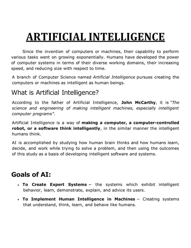 Artificial intelligence | DOCX
