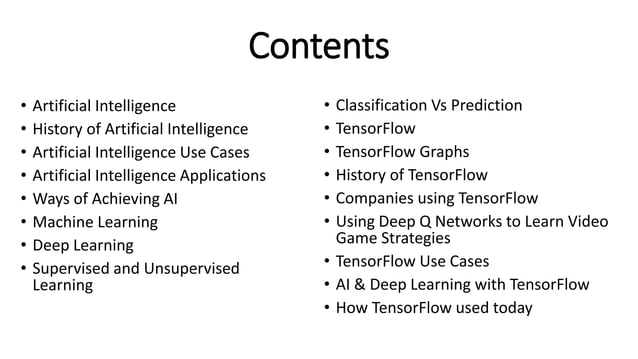Artificial Intelligence = ML + DL with Tensor Flow | PPT