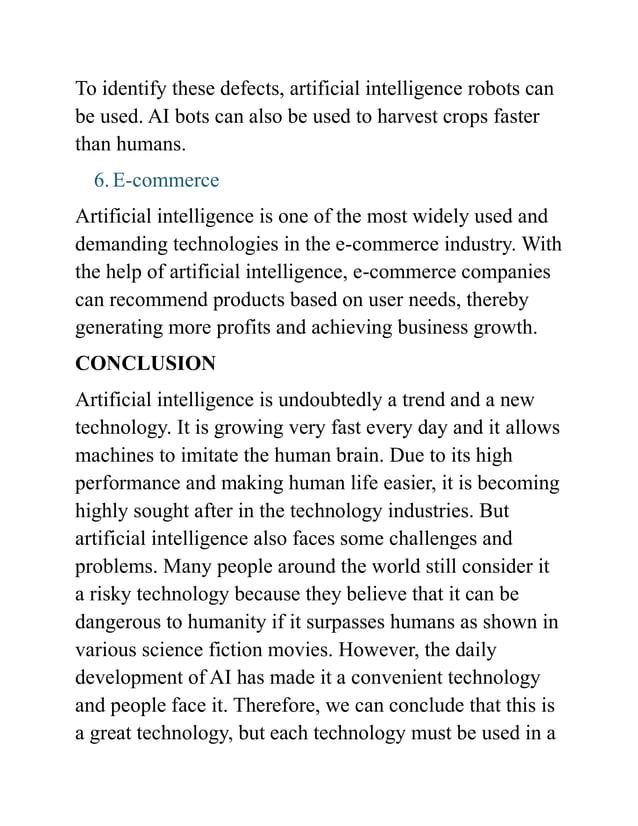 Artificial Intelligence Advantages and Disadvantages of Artificial intelligence | PDF