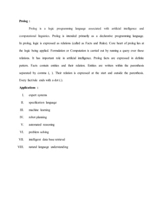 Artificial intelligence - Prolog | DOCX