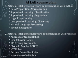 Artificial intelligence LAB 1 overview & intelligent systems | PPT