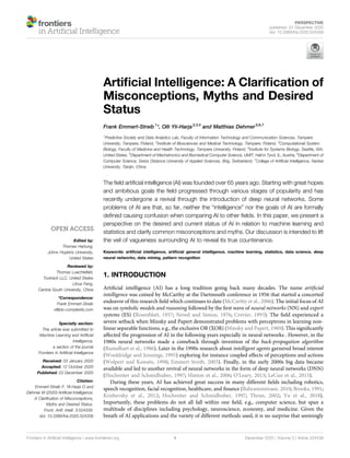 Artificial Intelligence A Clarification of Misconceptions, Myths and ...