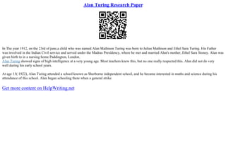 Artificial Intelligence And Alan Turing | PPT