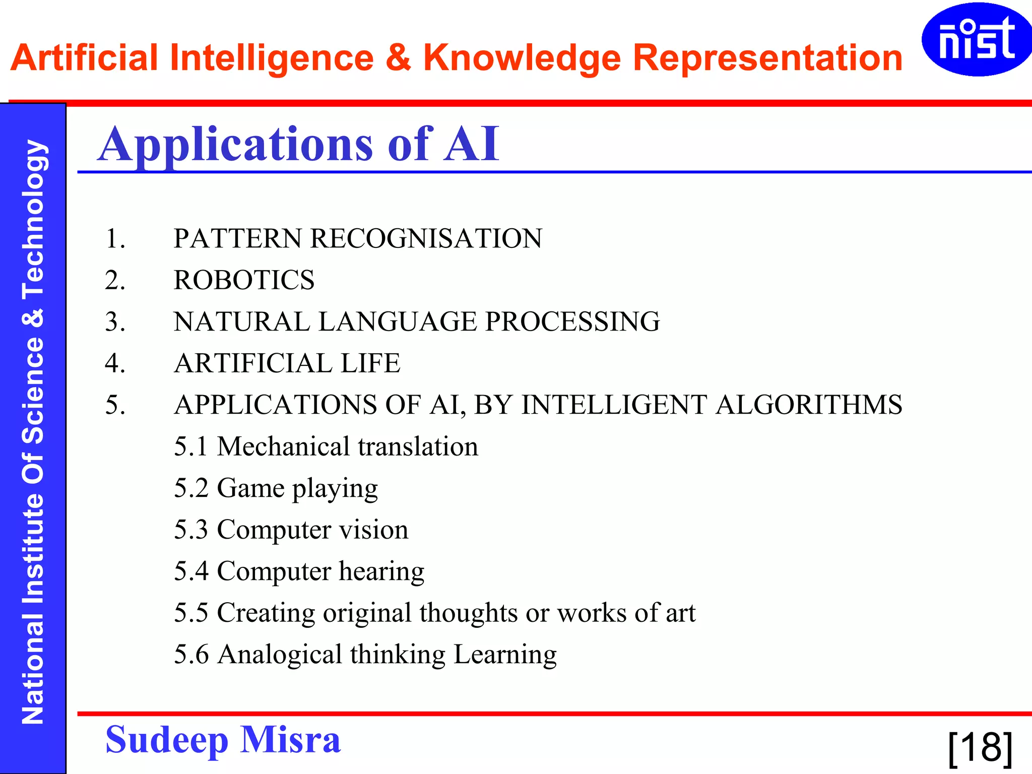 Artificial intelligence and knowledge representation | PPT