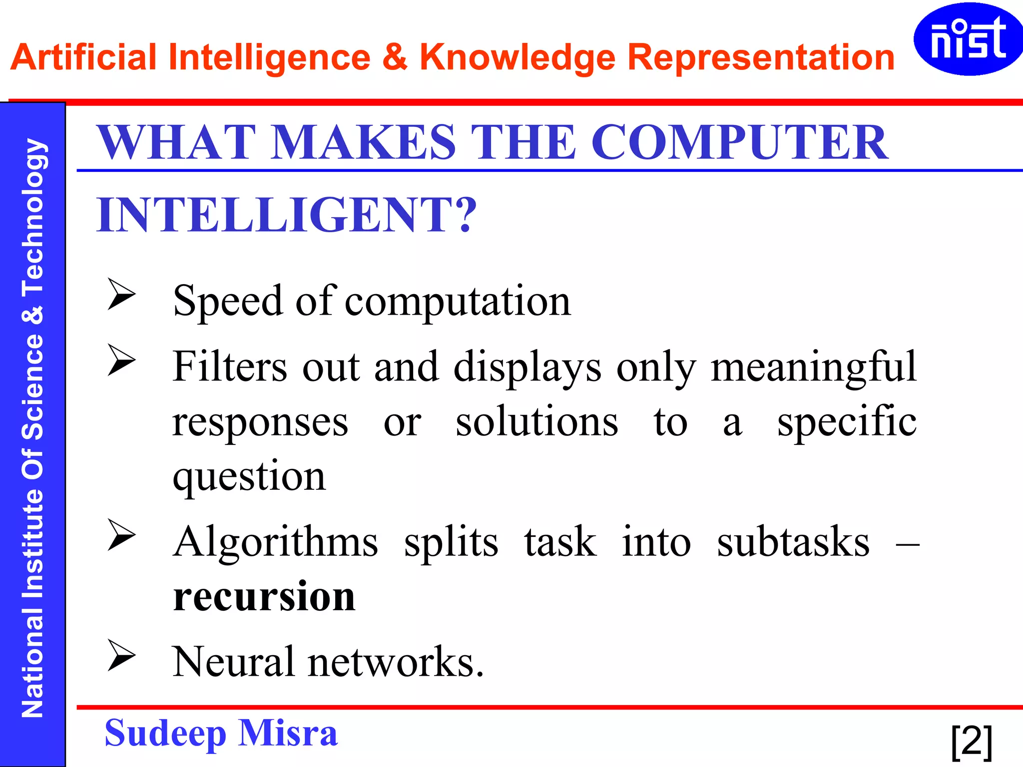 Artificial intelligence and knowledge representation | PPT