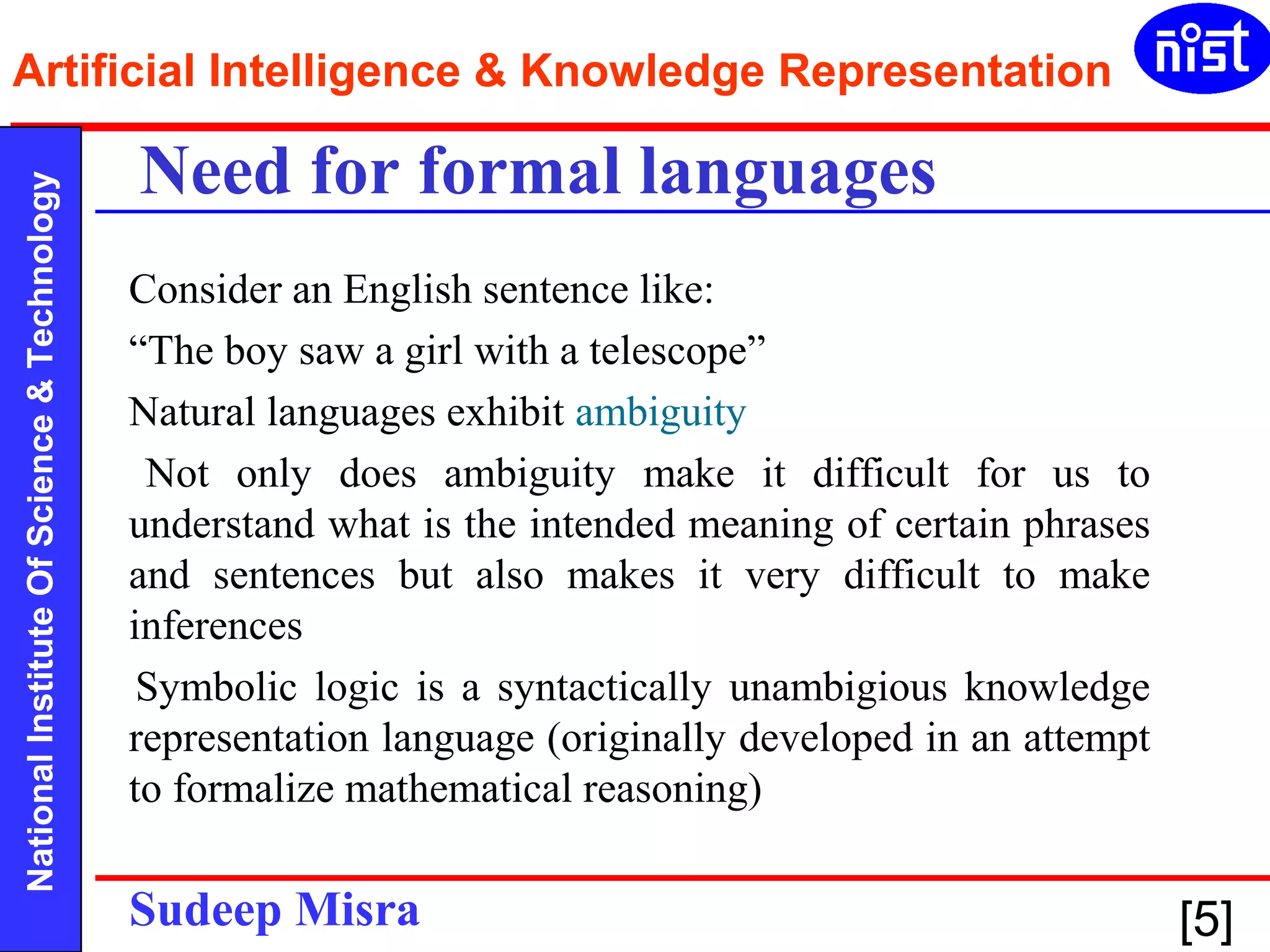 Artificial intelligence and knowledge representation | PPT