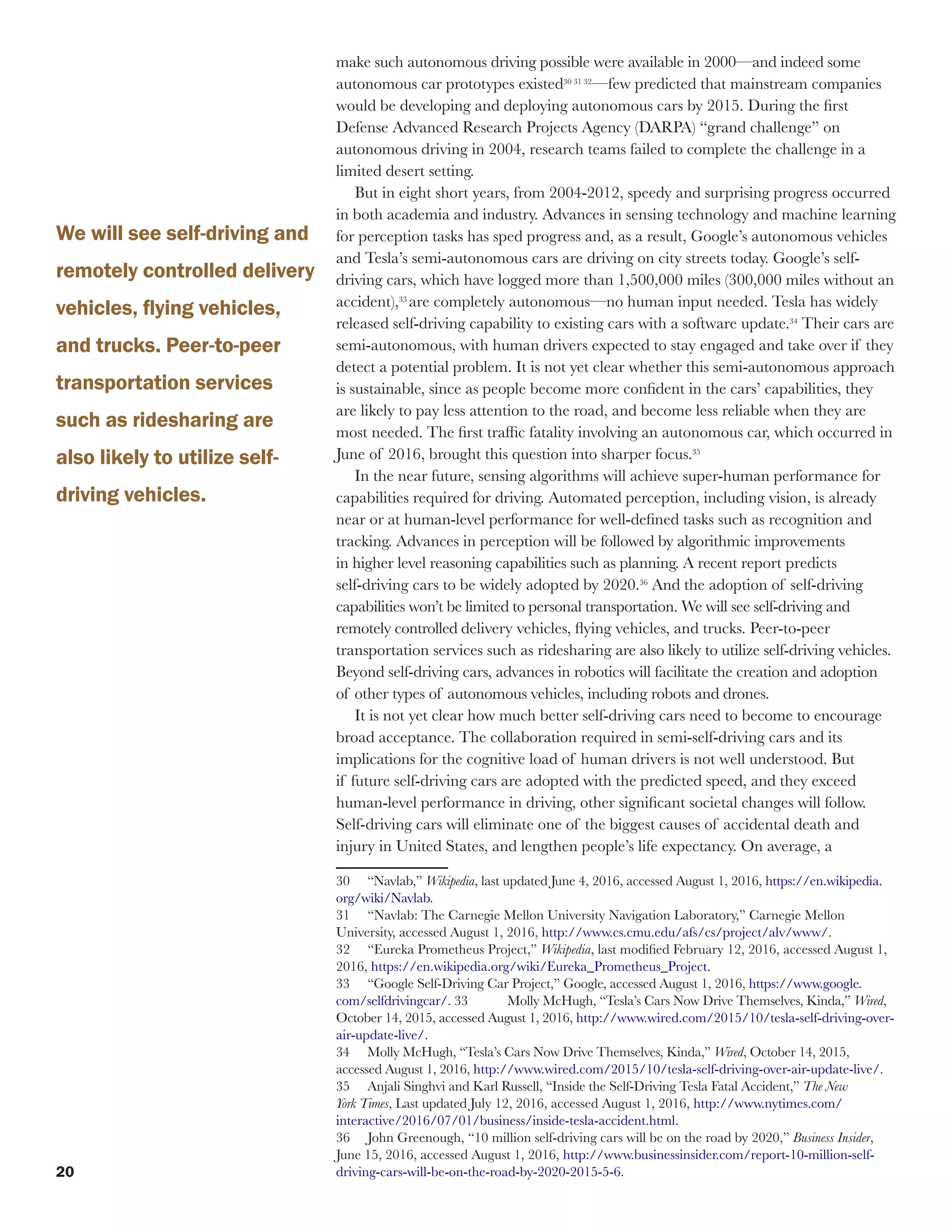 Artificial Intelligence and Life in 2030. Standford U. Sep.2016