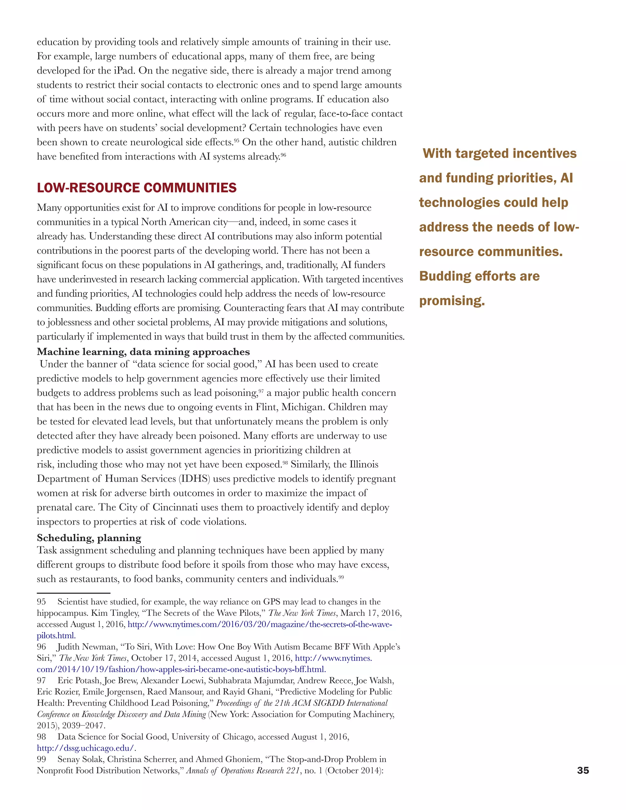 Artificial Intelligence and Life in 2030. Standford U. Sep.2016