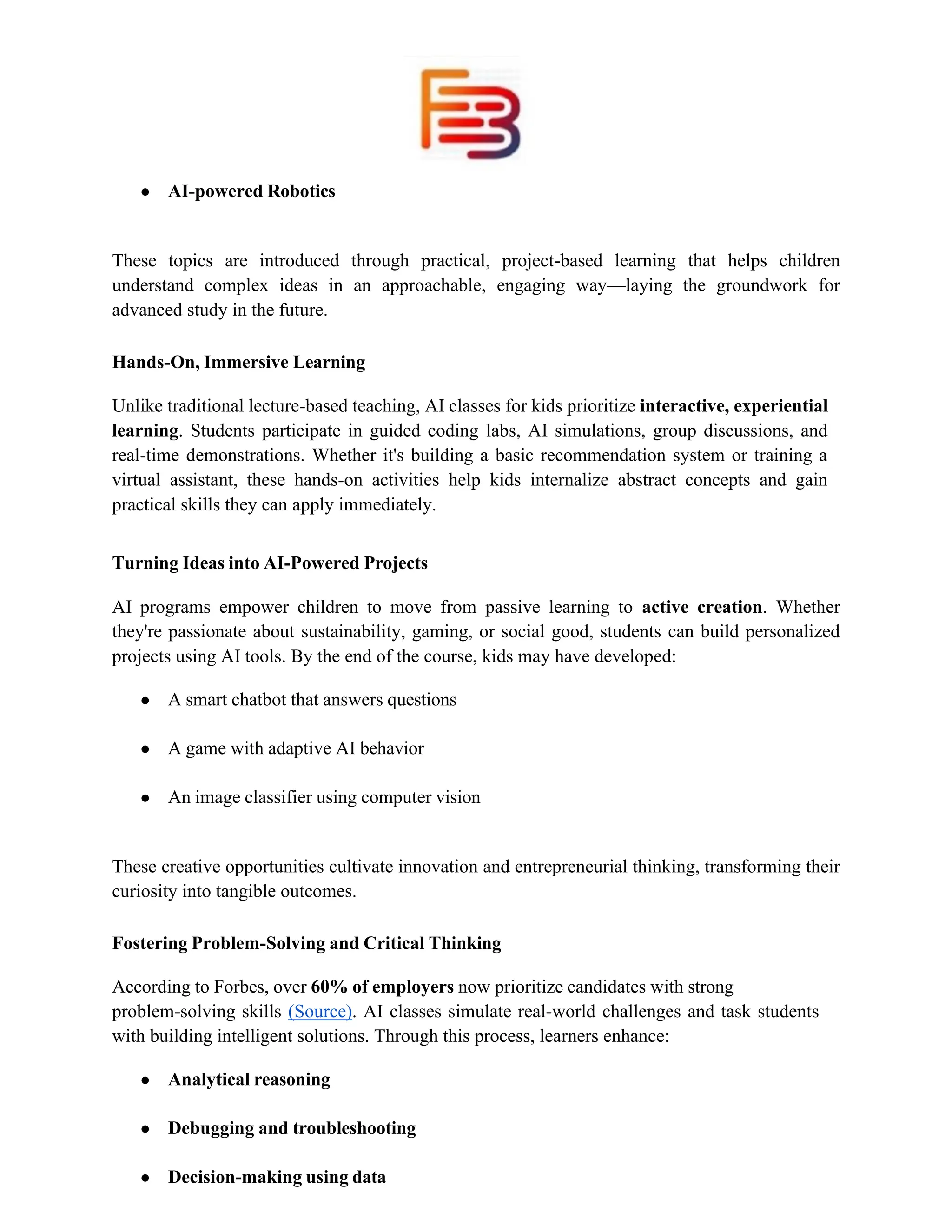 Artificial Intelligence Classes for Kids: What to Expect | PDF