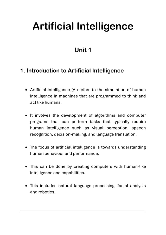 Artificial Intelligence (Complete Notes).pdf | Artificial Intelligence ...
