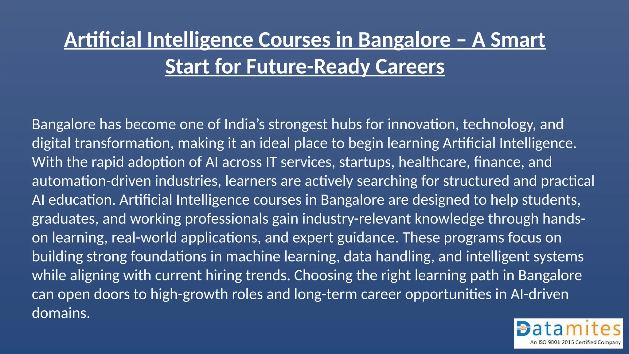 Artificial Intelligence Courses in Bangalore | PPTX