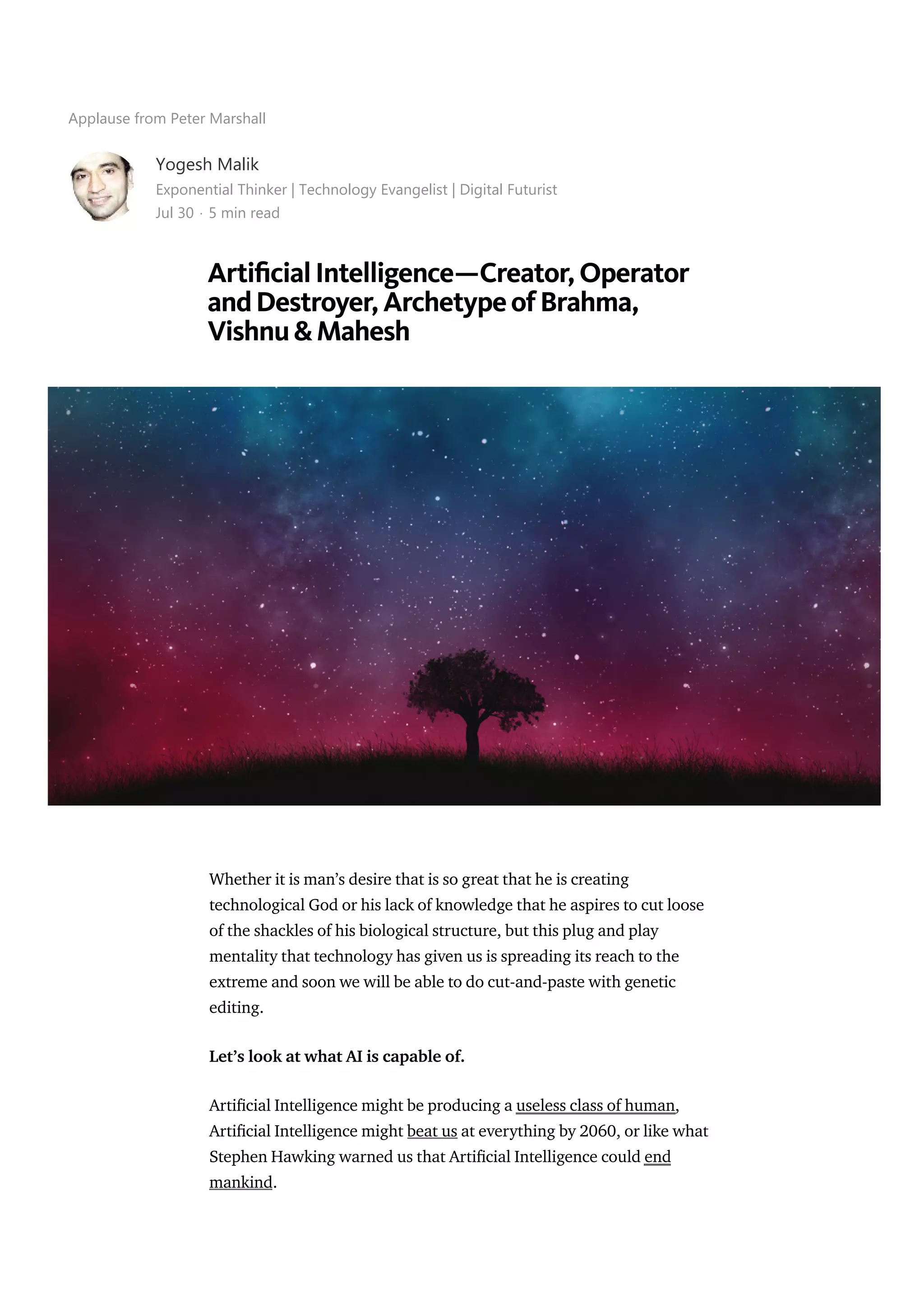 Artificial intelligence — creator, operator and destroyer, story of ...