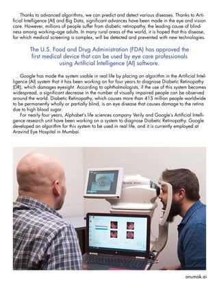 Artificial Intelligence Detects Diabetic Retinopathy In Real Time | PDF