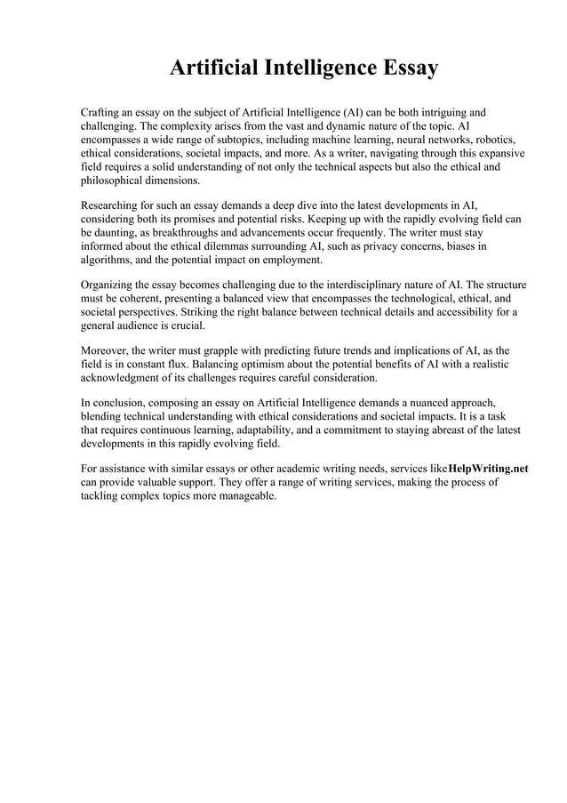 Artificial Intelligence Essay. Tuskegee University | PDF