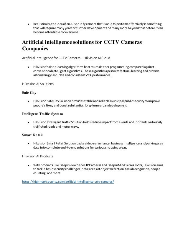 Artificial intelligence for cctv cameras, video surveillance Artificial intelligence for cctv cameras, video surveillance