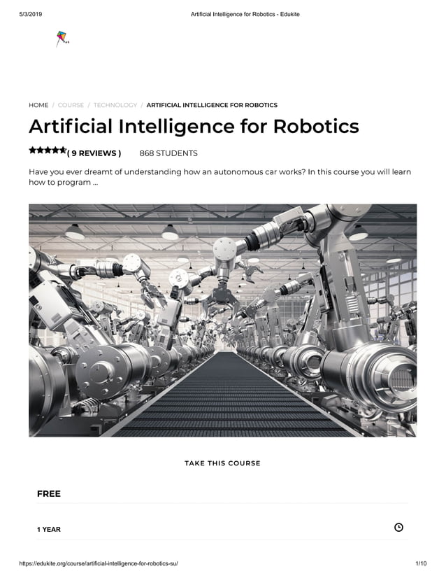 Artificial Intelligence for Robotics - Edukite | PDF Artificial Intelligence for Robotics - Edukite | PDF