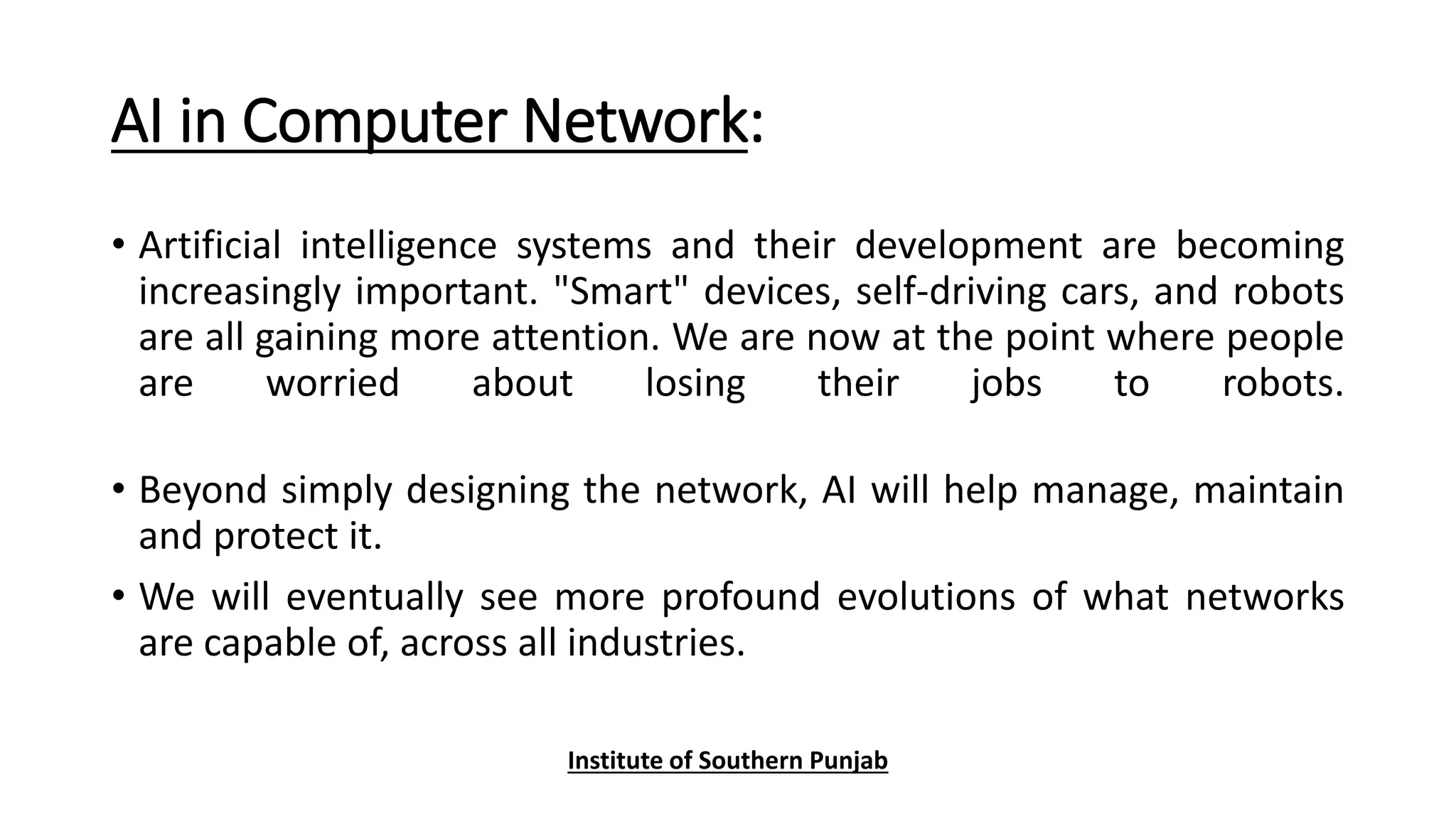 Artificial Intelligence in Computer Networks | PPTX